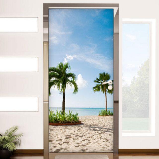 [1300k] tl755-맑은하늘과야자수나무현관문시트지- 이랜드몰