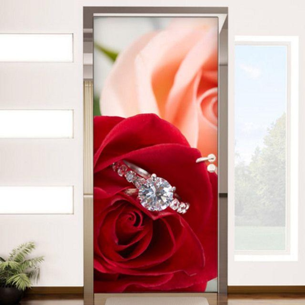 [1300k] td423-장미꽃과다이아반지현관문시트지- 이랜드몰