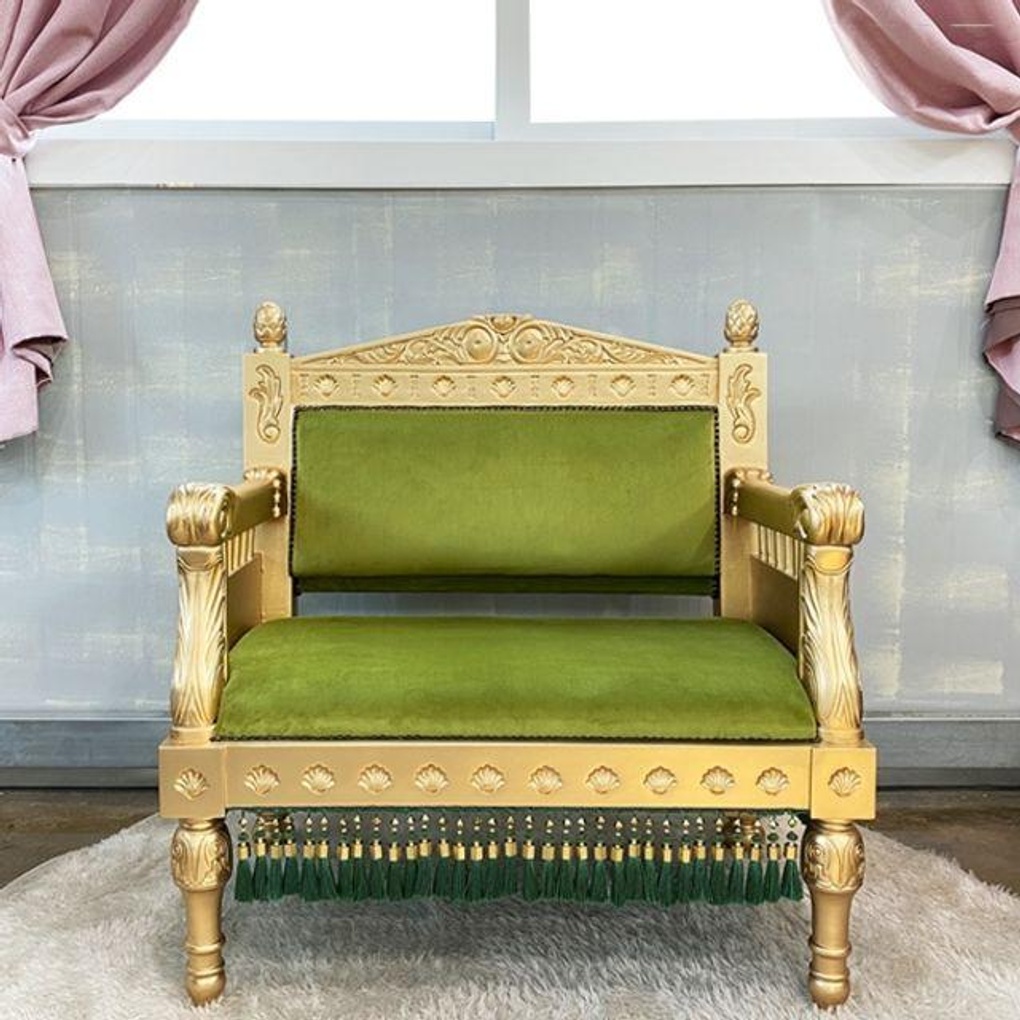 [1300k] 엔틱가구 타슬 금장그린 체어 인테리어의자- 이랜드몰