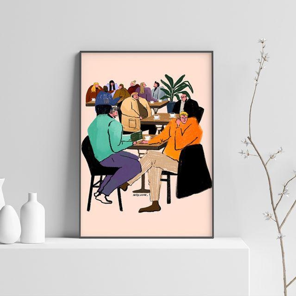 [1300k] 감성 일러스트 인테리어 아트 포스터 [카페사람들 A2 size]- 이랜드몰