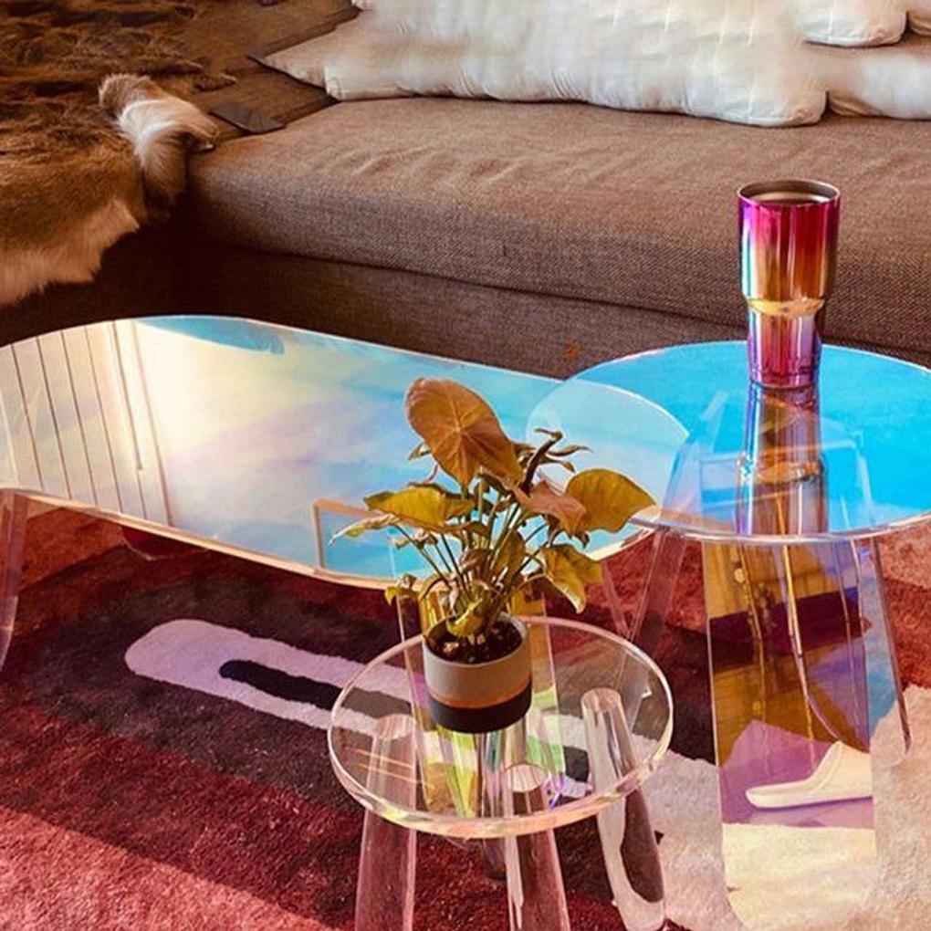 [1300k] 룸앤글라스 홀로그램 거실 원형 아크릴 인테리어 테이블 T600- 이랜드몰
