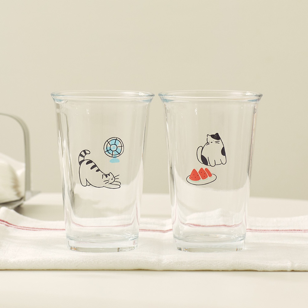 ON L 여름 좋다냥 유리컵2p_350ml_NK0823009- 이랜드몰