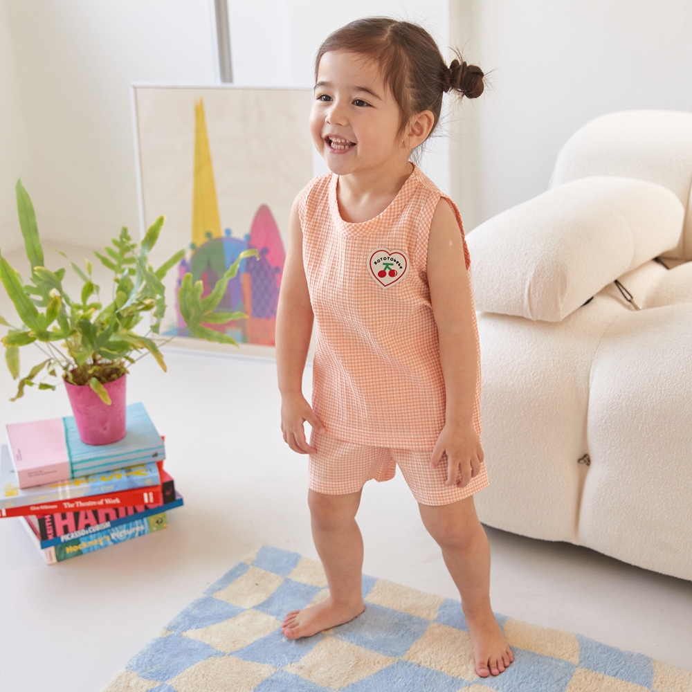 비비시어서커셋업 오렌지- KIDIKIDI