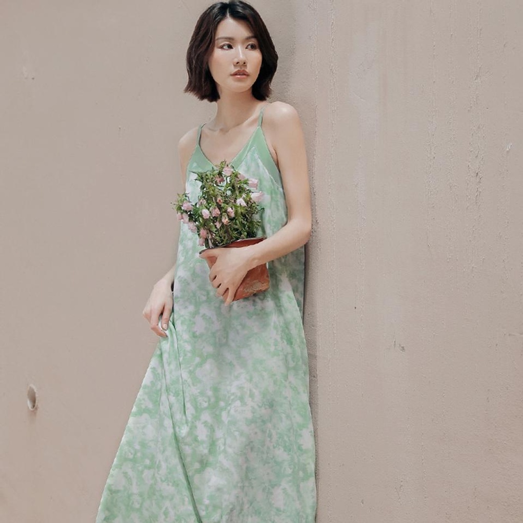 LS tie-dye back string long dress_green- 이랜드몰