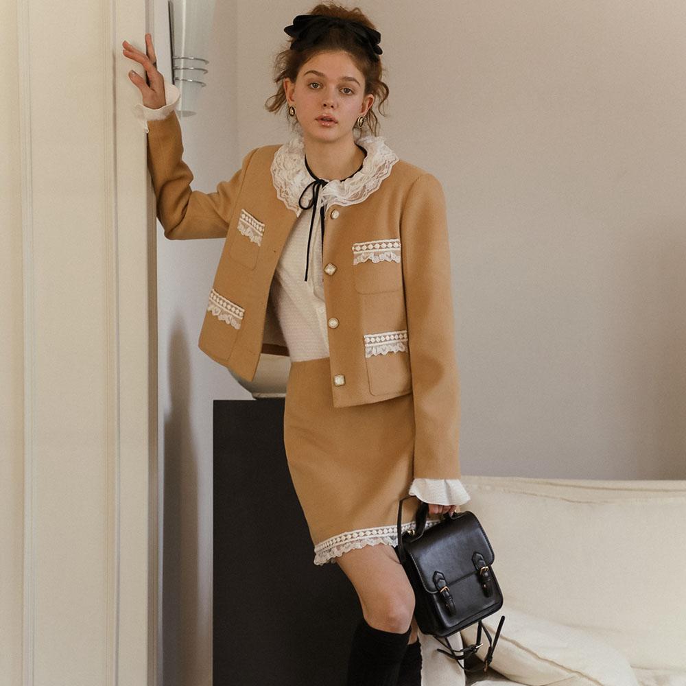 DD_Classic charming Shirring point tweed set up_BEIGE- 이랜드몰