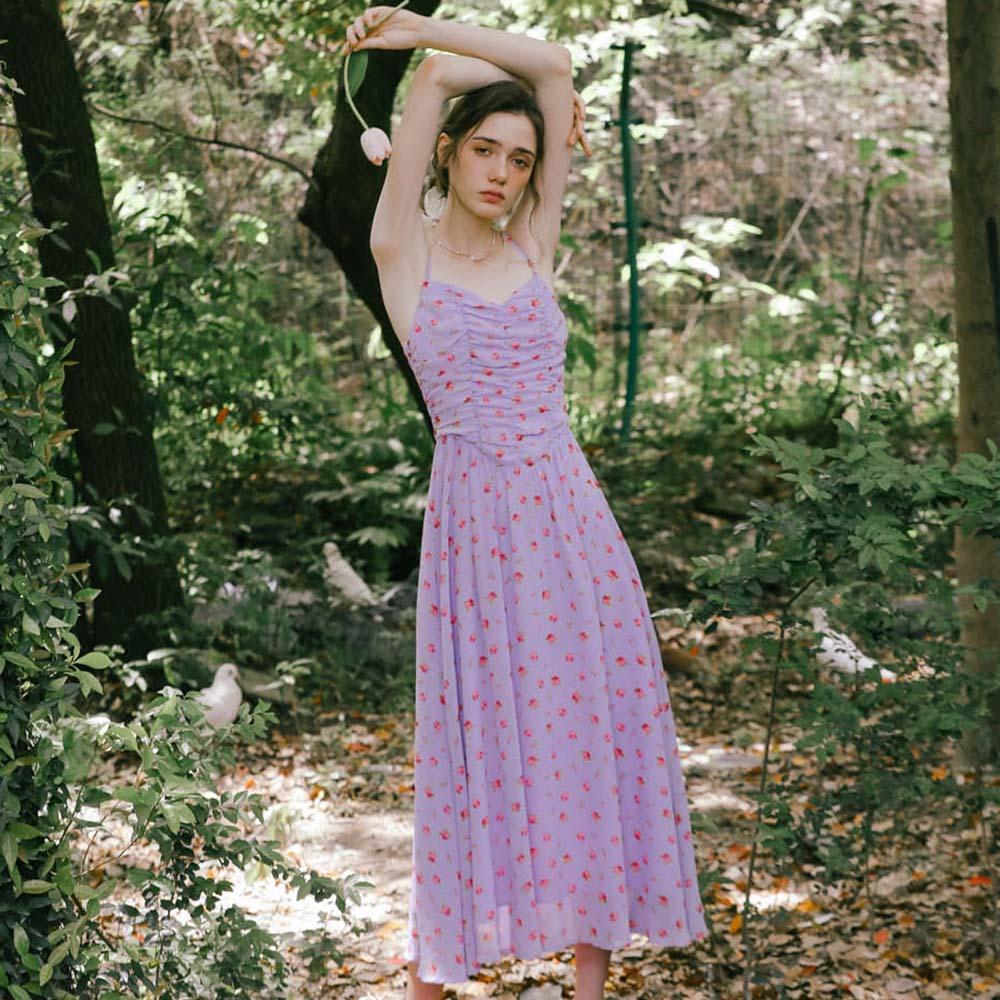 DD_Purple sleeveless floral dress- 이랜드몰