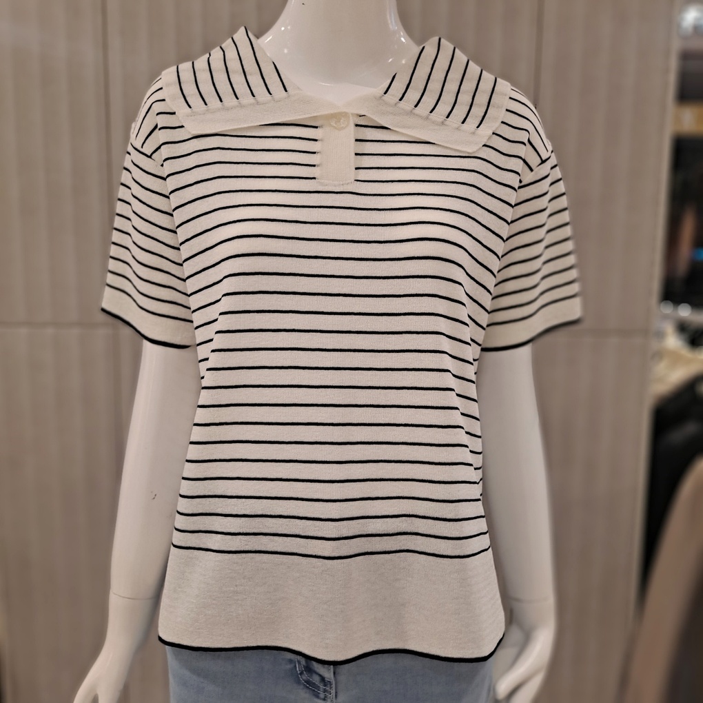 23SS 여름 스트라이프 반팔 니트 티셔츠 CADU5-WSL130_NC대전유성- 이랜드몰