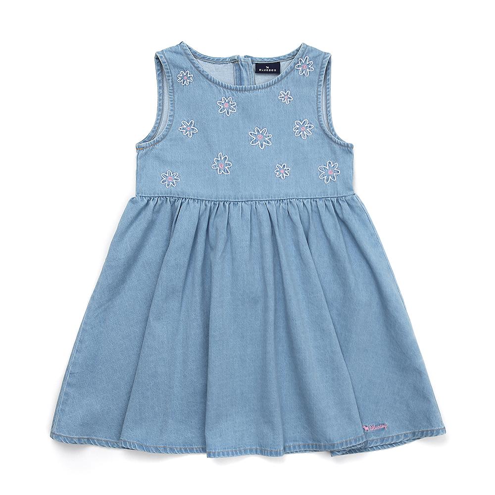 [블루독] 플라워자수데님원피스 (23425-401-50)- KIDIKIDI