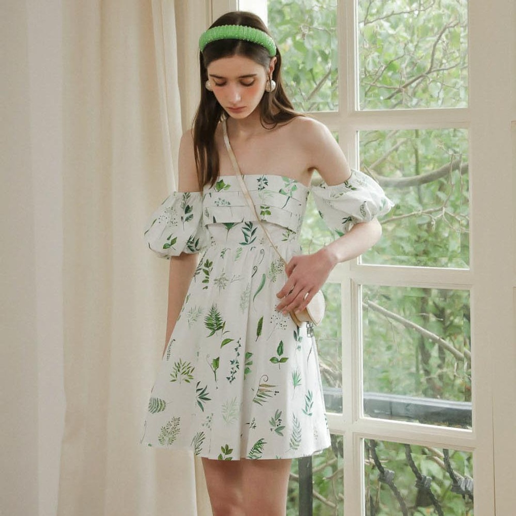 DD_Puff sleeve tube top leaf dress- 이랜드몰