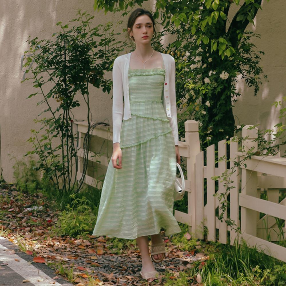 DD_Lace tube top green dress- 이랜드몰