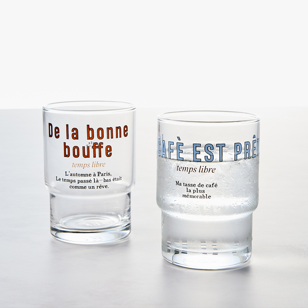 프렌치레터 데일리 스택 유리컵 2P세트_245ml_GA6123009- 모던하우스