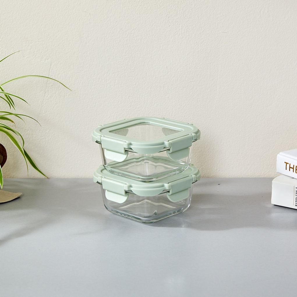 클리어글라스 오븐용 밀폐용기 정사각 320ml 2P_KC0523015- 모던하우스