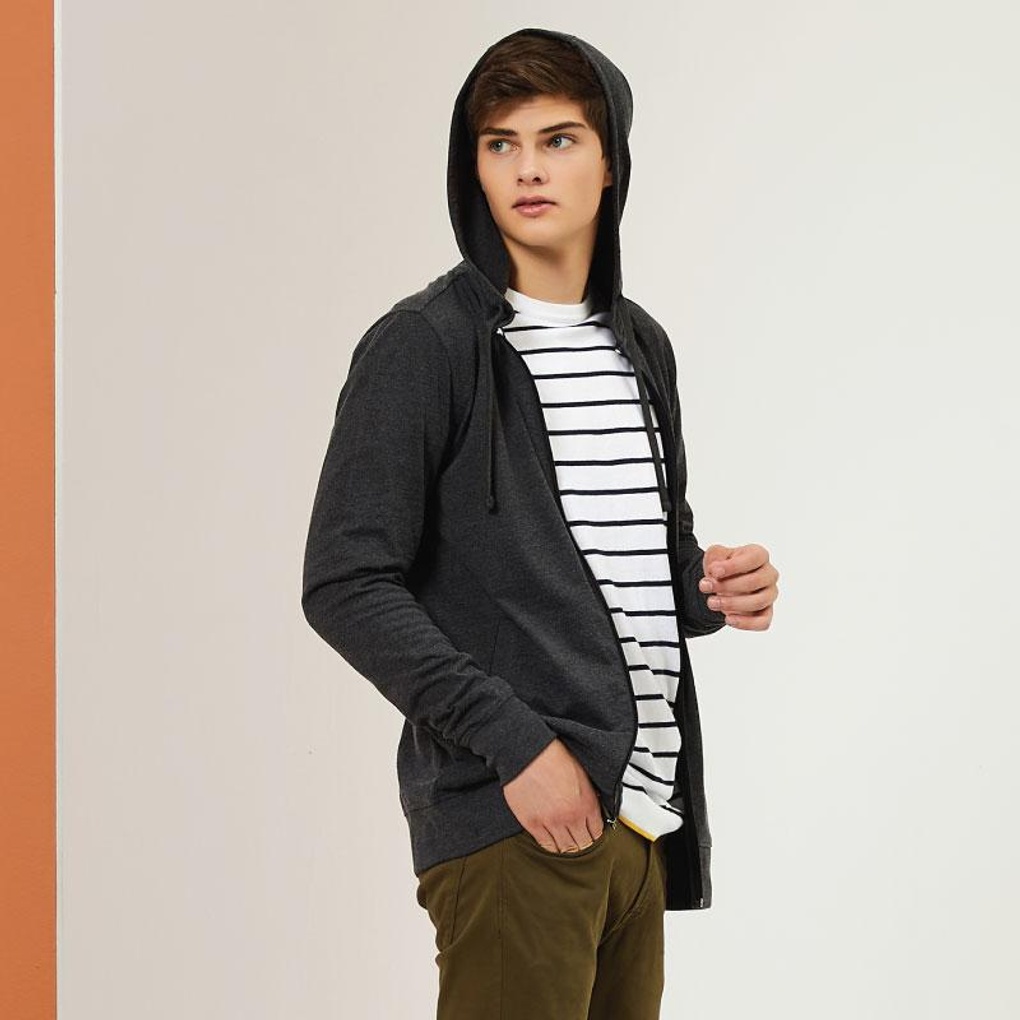 그렉노먼 남성 싱글 후드집업 (차콜)_HMP19-HD307- 이랜드몰