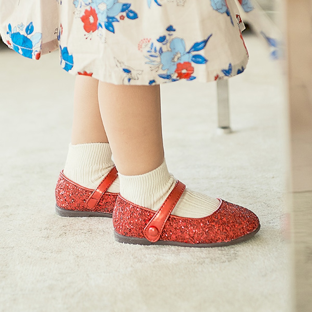 베이비잼 반짝 단추 여아 플랫슈즈 (레드) Y053- 이랜드몰