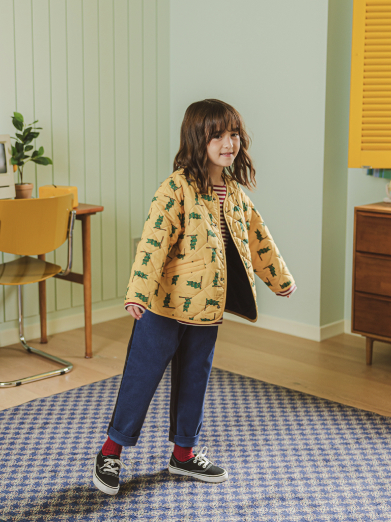 Yellow BB Flag Quilted Jacket- KIDIKIDI