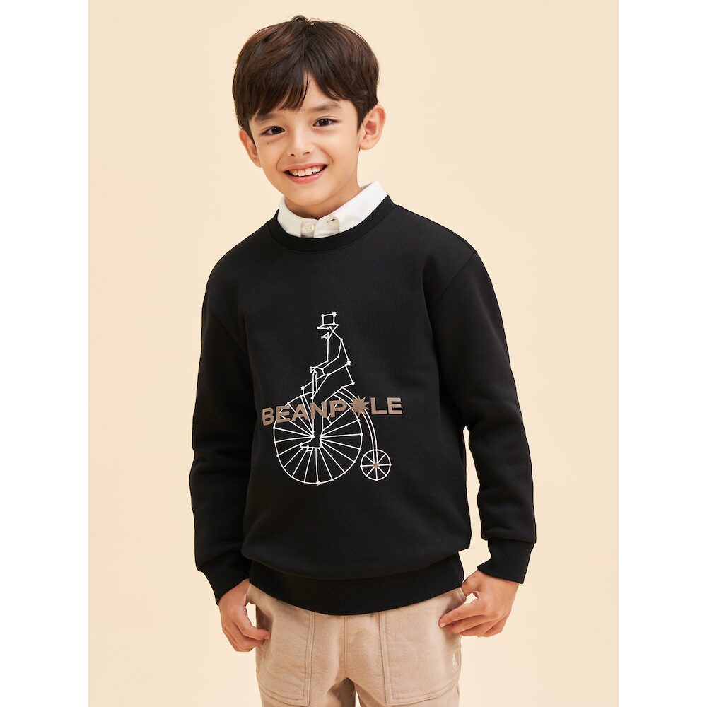 [BEANPOLE KIDS] 면 기모 로고 스웨트 셔츠 블랙 (BI3941U015)- 이랜드몰