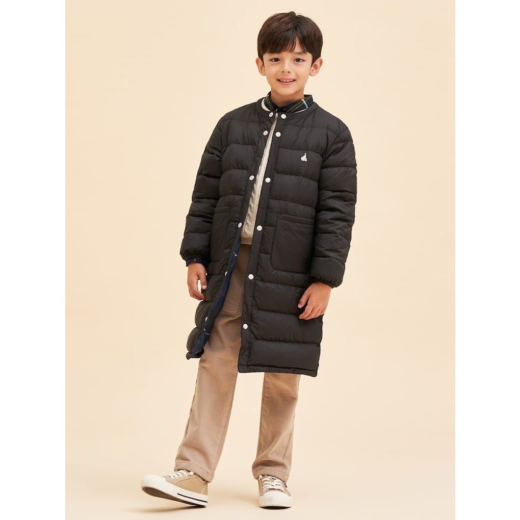 [BEANPOLE KIDS] 덕다운 체크 한줌 경량 롱패딩 블랙 (BI3738U055)- 이랜드몰