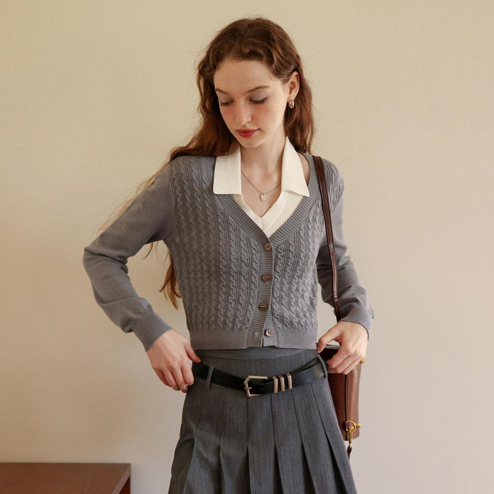 Cest_Preppy gray jacket cardigan- 이랜드몰