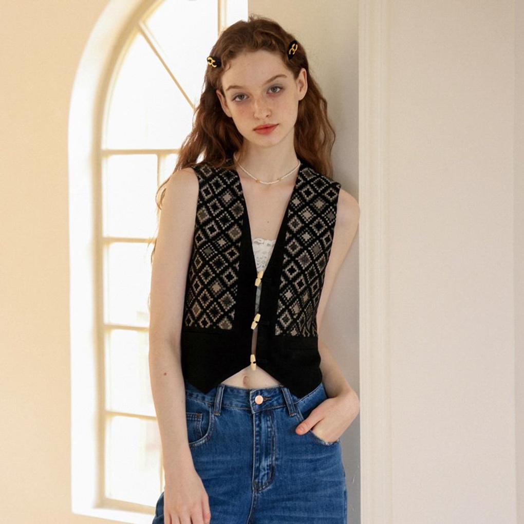 Cest_ Knit check vest jacket- 이랜드몰