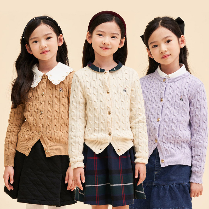 [BEANPOLE KIDS] 23FW [Essential] 여아 울 케이블 카디건 (3종- KIDIKIDI