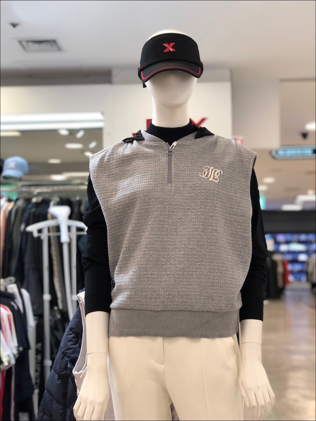 JDX 여성가을 루즈핏 패턴 후드 베스트(X2TSU7542)- 이랜드몰