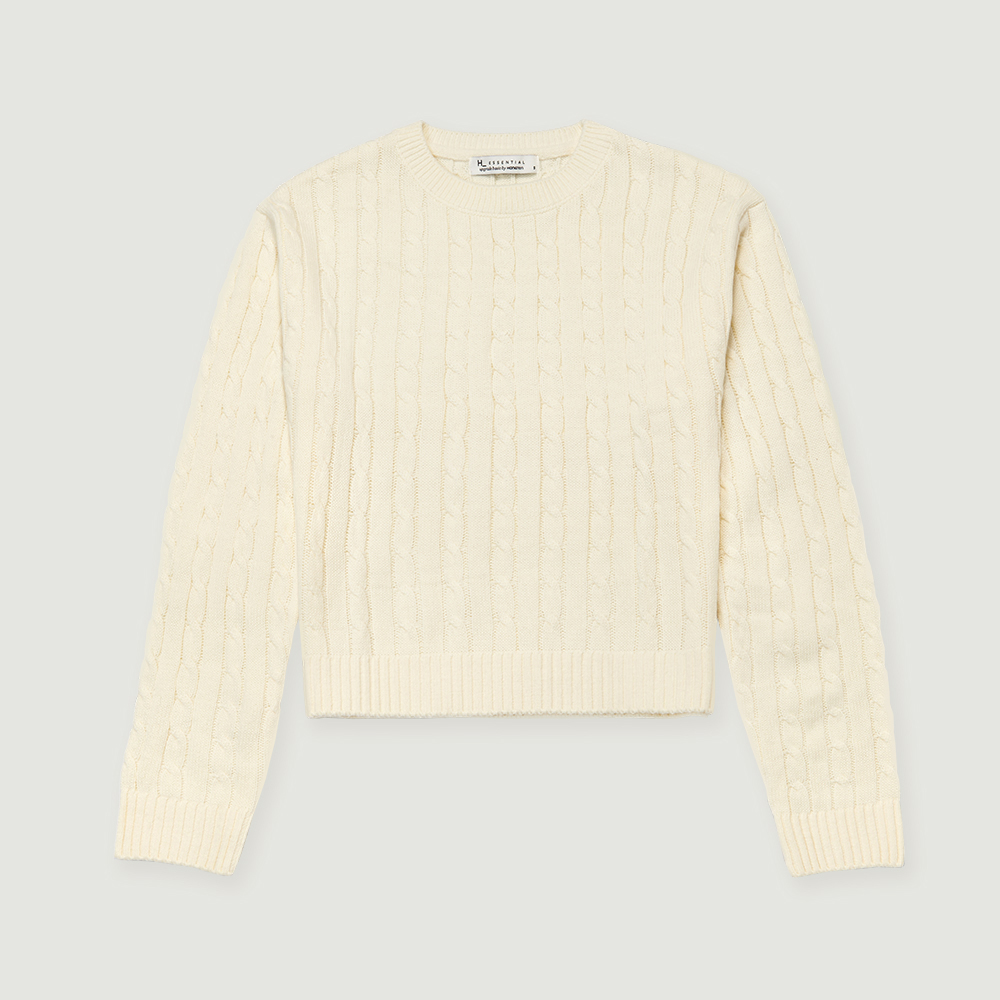 행텐 여성 베이직 세미크롭 케이블 니트 10430-140-611-33- 이랜드몰