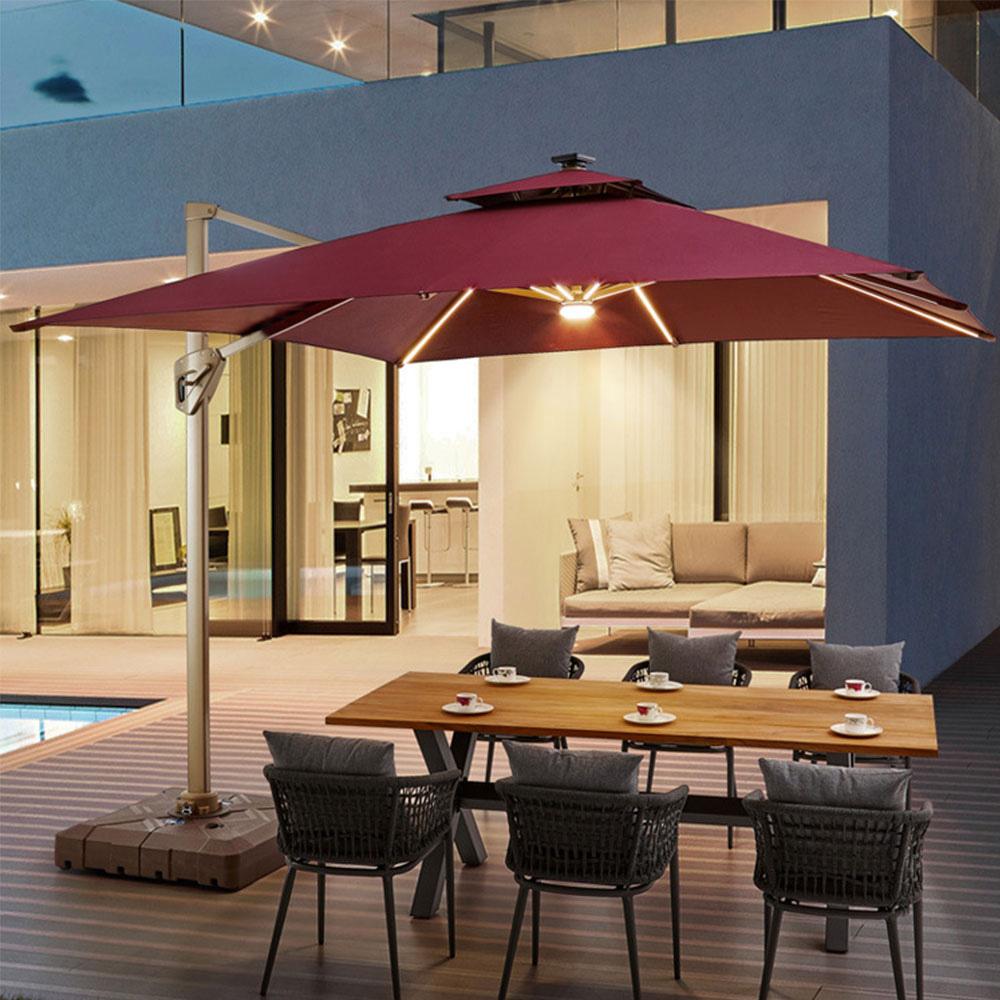 태양광 LED 사각 파라솔 3m(와인)- 이랜드몰