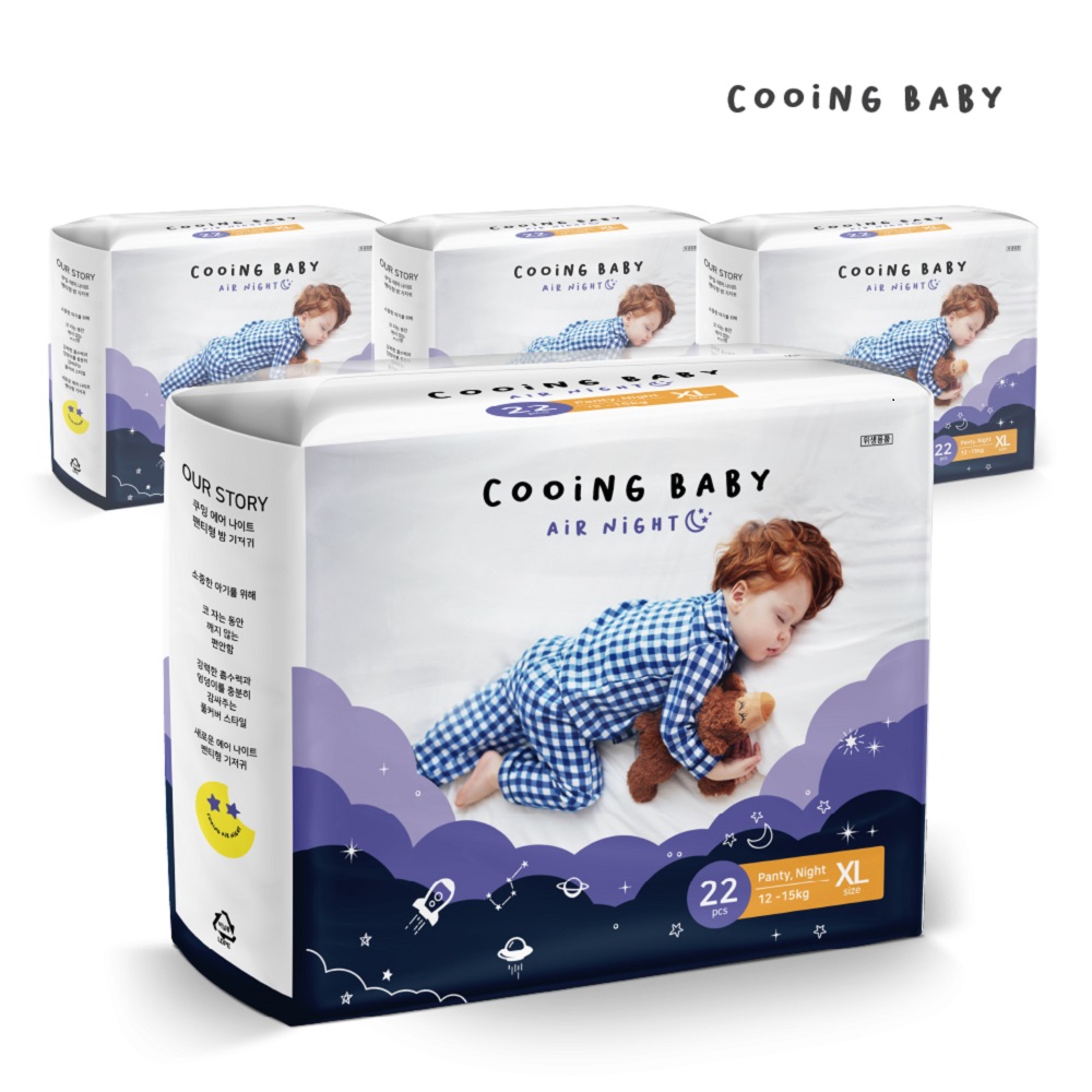 쿠잉 에어나이트 풀잠 팬티 기저귀 특대형(XL) 22매x 4팩- 이랜드몰