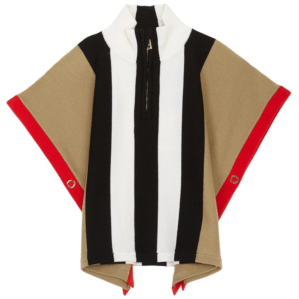 [버버리키즈] 아이콘 스트라이프 반집업 MN DUSTIN CAPE 8060799 A7029 키즈 퍼넬넥 울 케이프/판초- 이랜드몰