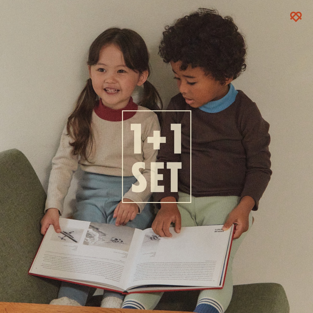 컬러배색 반목 골지 실내복 2SET- KIDIKIDI