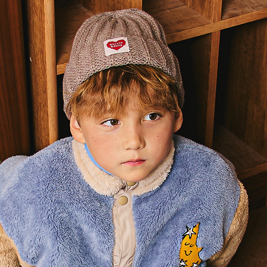 Grey BB Heart Cable Beanie- KIDIKIDI