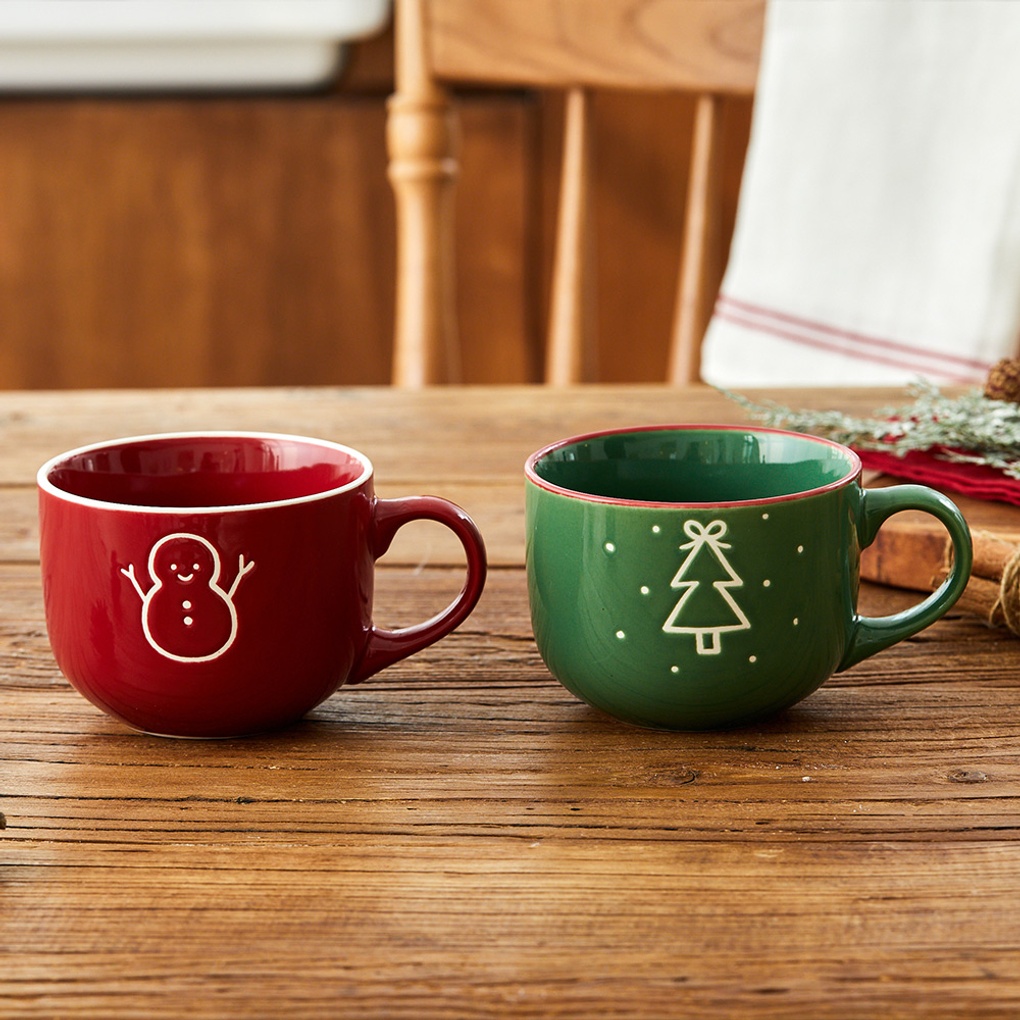 L 손으로 그린 트리&눈사람 빅머그 2P SET_NK9123024- KIDIKIDI