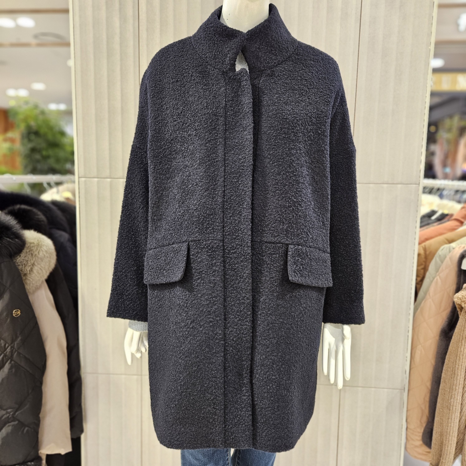 23FW 루즈핏 모직 하프 반 코트 뽀글이 플리스 하객 CADW0-WCH120- 이랜드몰