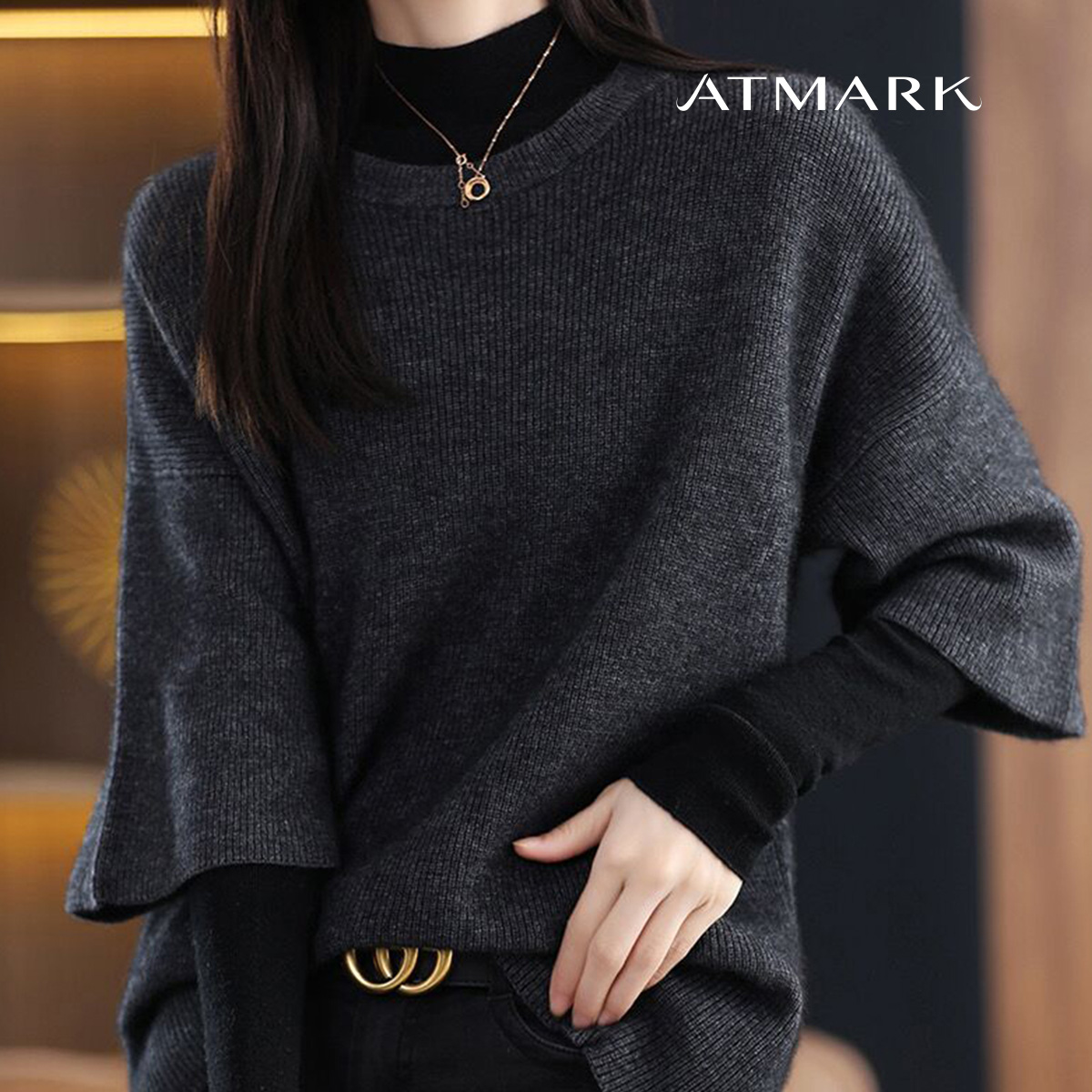 ATMARK (77까지)루즈핏라운드니트_AA39KN038G- 이랜드몰