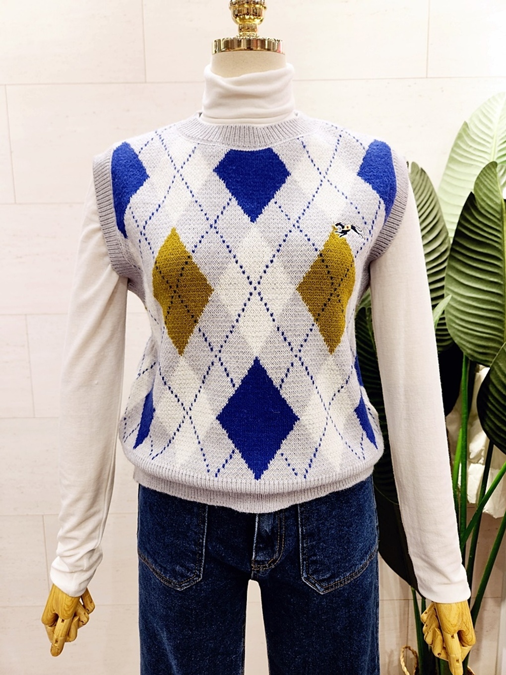 에잇컨셉 BC무배 J006아가일VE(KT) 귀여운 배색조끼 (2컬러) (C23J3FVE00- 이랜드몰