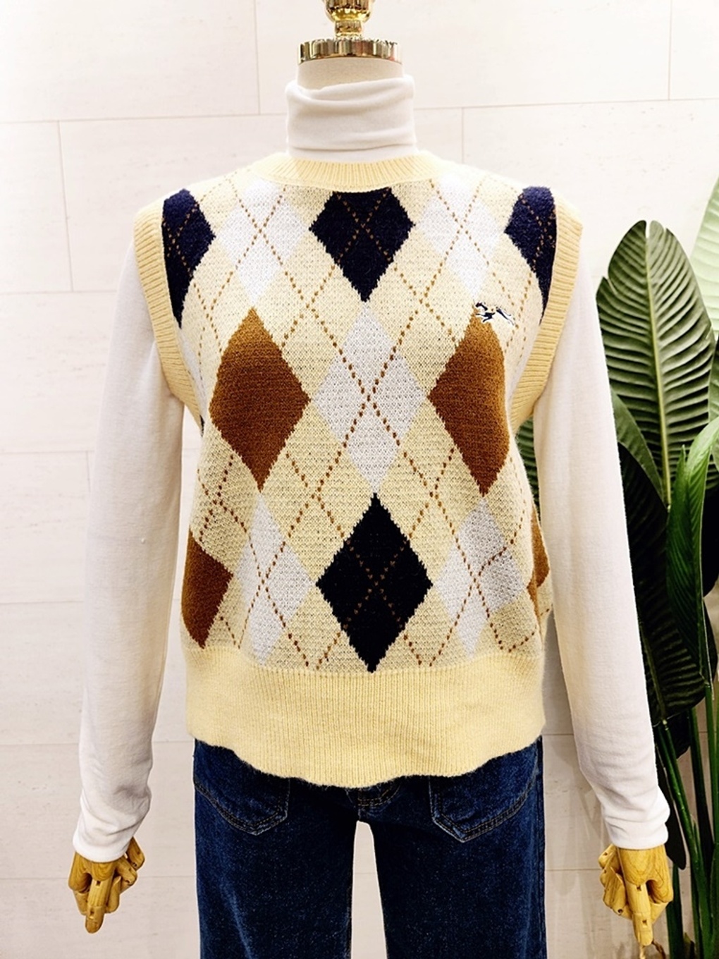 에잇컨셉 BC무배 가을신상품 J006아가일VE(KT) 귀여운 배색조끼 (C23J3FVE00- 이랜드몰