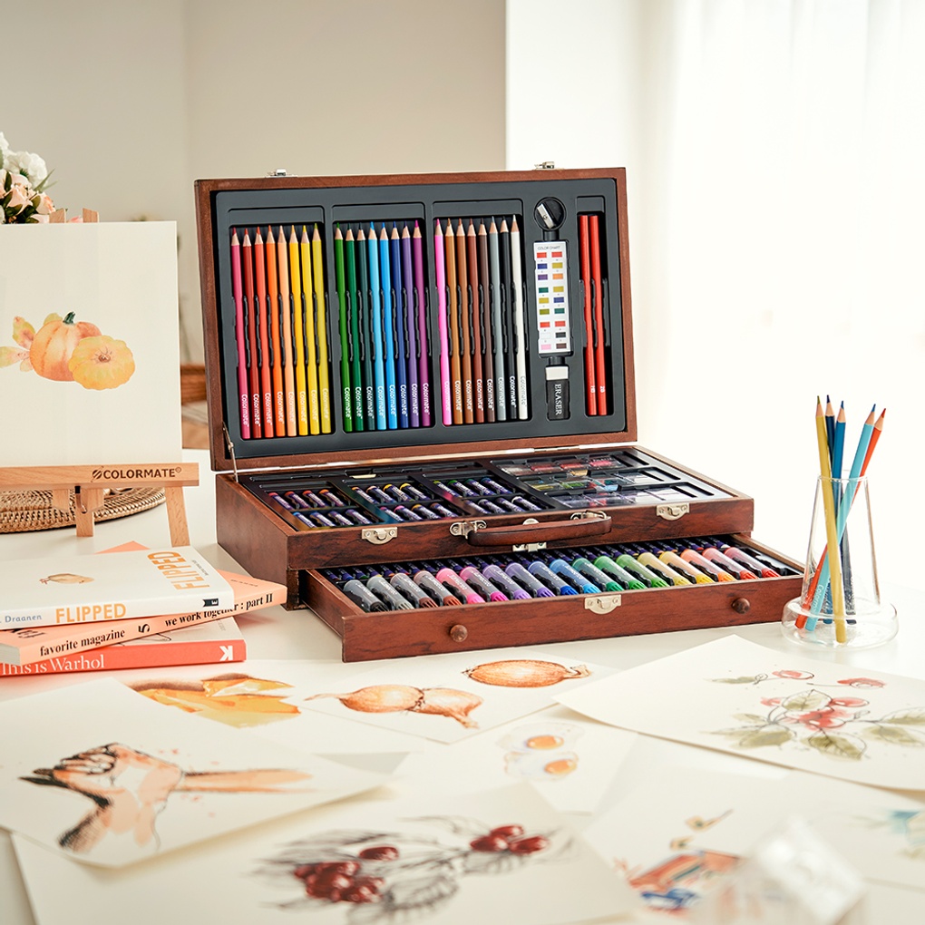 드림아트 어린이선물 미술세트 141W 우드케이스- KIDIKIDI