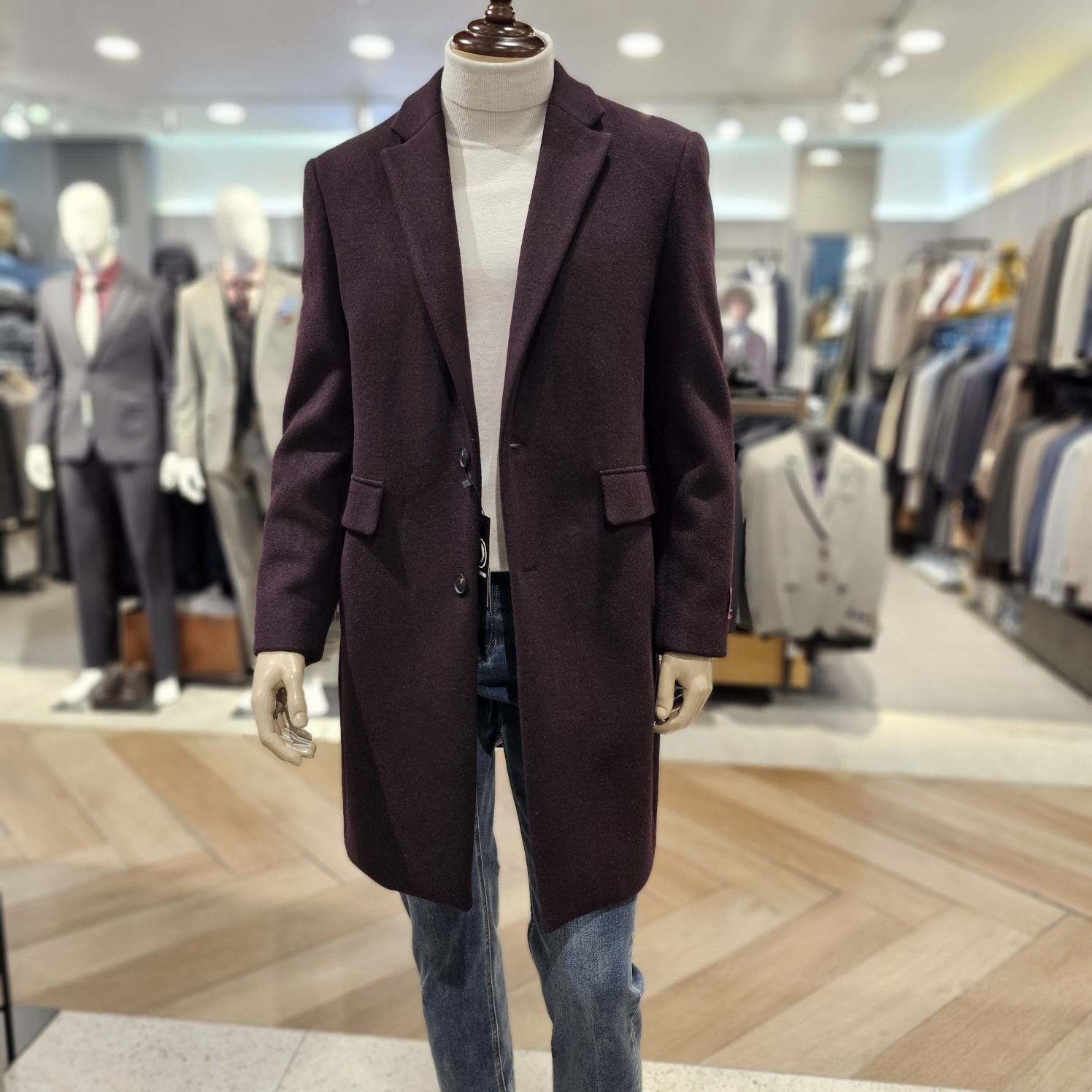 STCO NC15 등판 덕다운 울 캐시 체스터 코트 와인 (BASIC) SCTUD03NSA- 이랜드몰