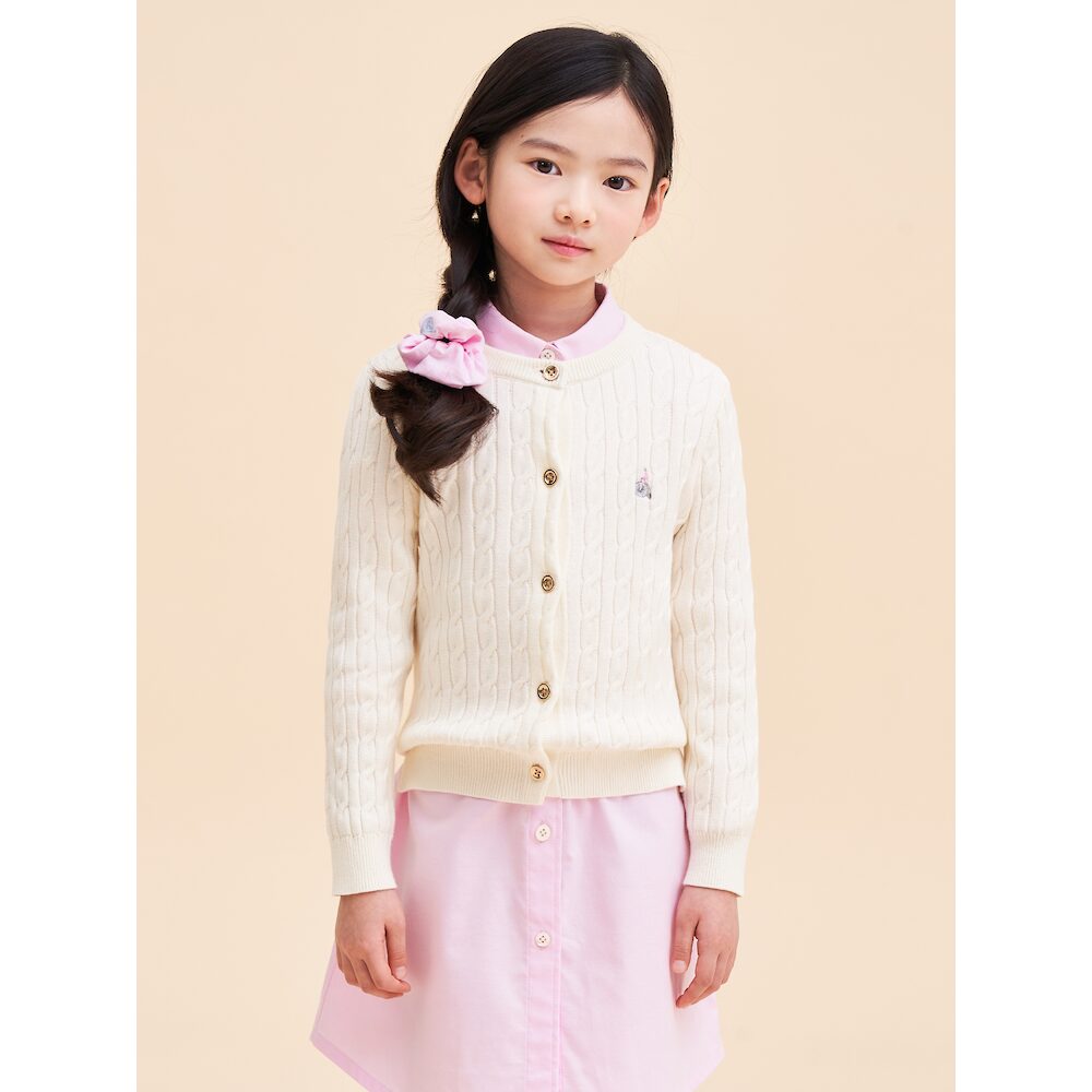 [BEANPOLE KIDS] [Essential] 여아 면 케이블 가디건 아이보리 (BI- 이랜드몰