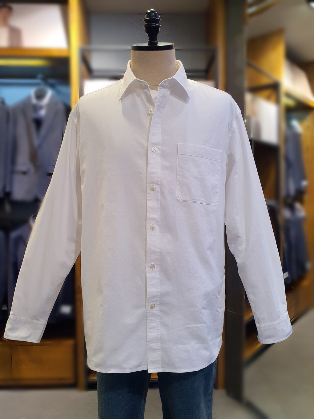 지오지아 24SS 옥스포드 오버핏 긴팔 남방 ABE2WC1101 WT화이트- 이랜드몰