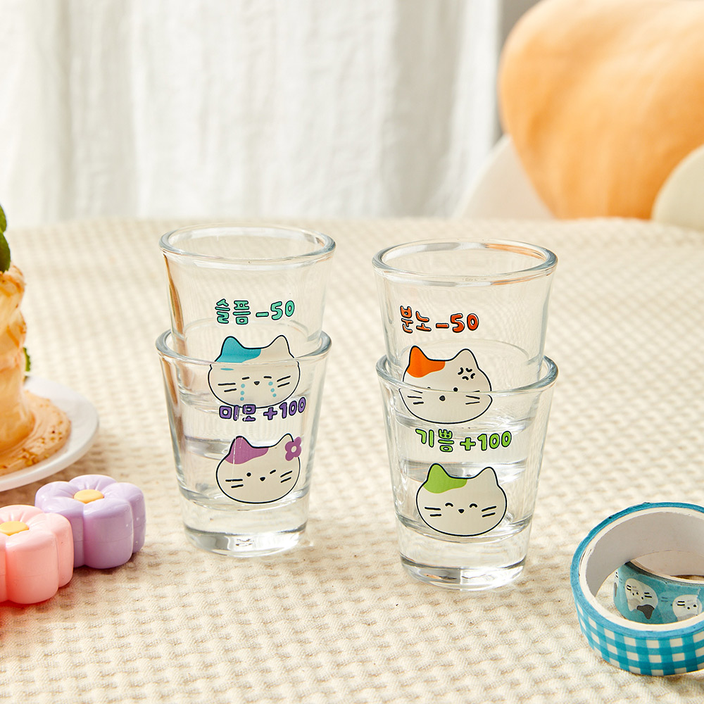 밀크캣 페이스 유리 소주잔 4P SET_KT2124001- 이랜드몰