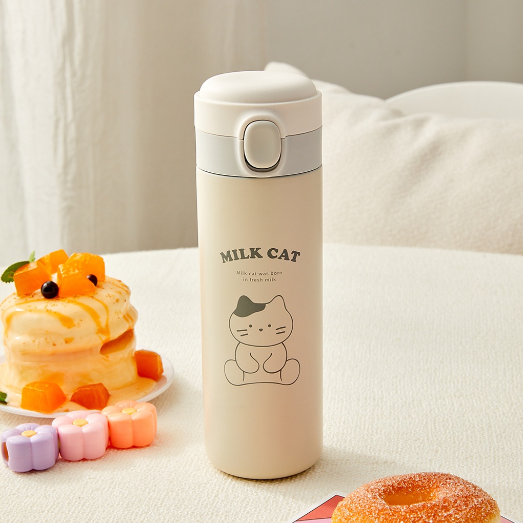 큐티뽀짝 밀크캣 스테인리스 보온병 430ML 그레이_KT4124002- 모던하우스