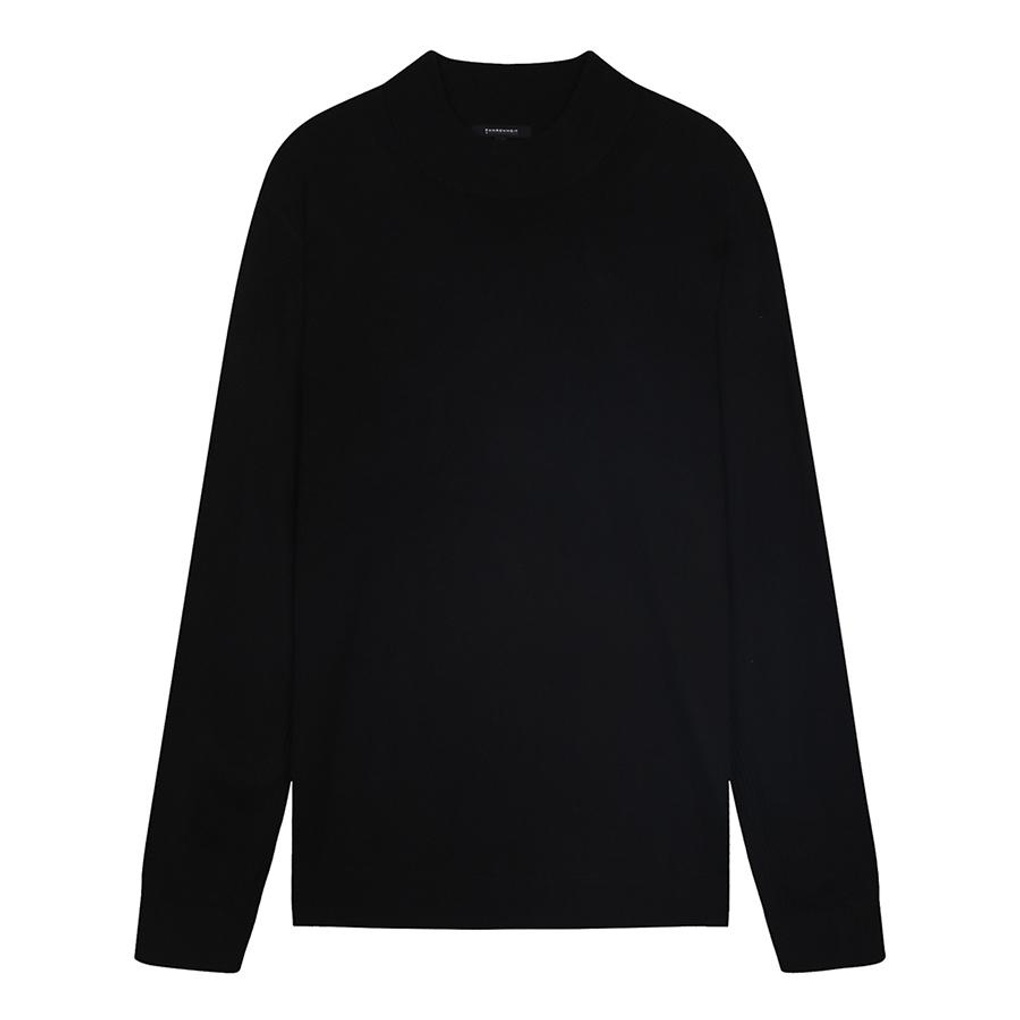 HU502 블랙 소프트 터치 실크 모크넥 니트- 이랜드몰