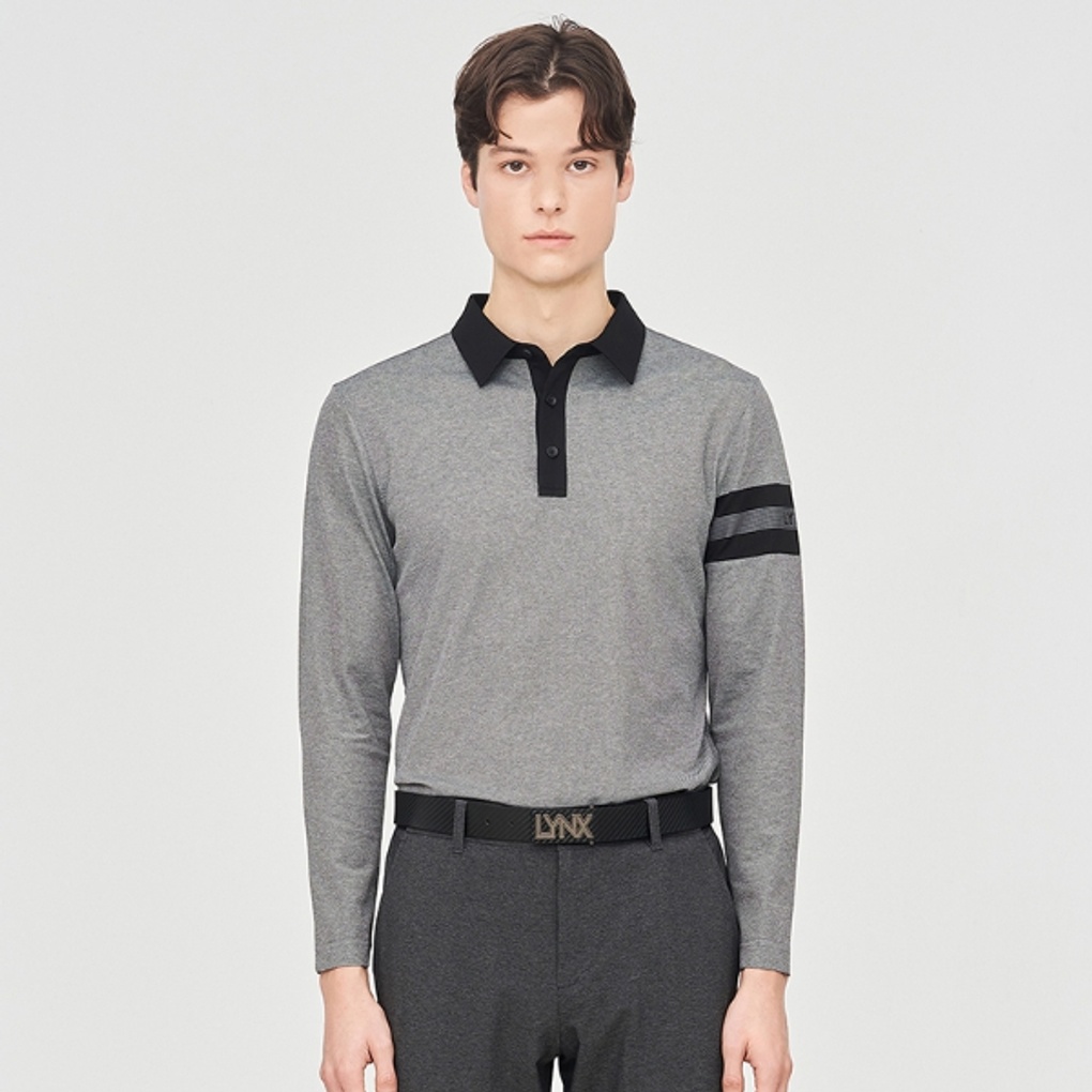 링스골프 [24SS]남성 PQ소재 소매 배색 포인트 카라 티셔츠 L11D1TO206_BK- 이랜드몰