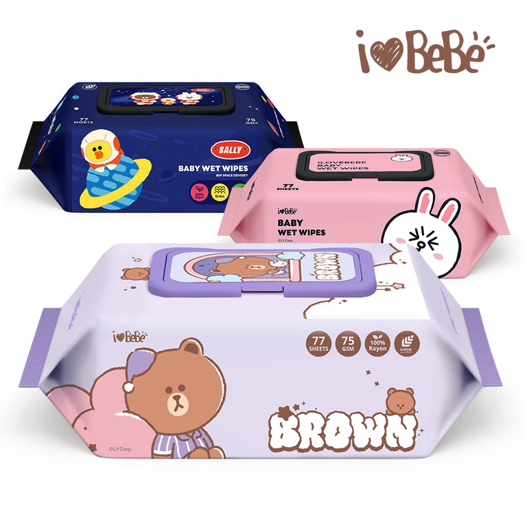 라인프렌즈 드림에디션 레이온100% 75g 77매 10팩 캡형+휴대용2팩 아기물티슈 모음전- KIDIKIDI