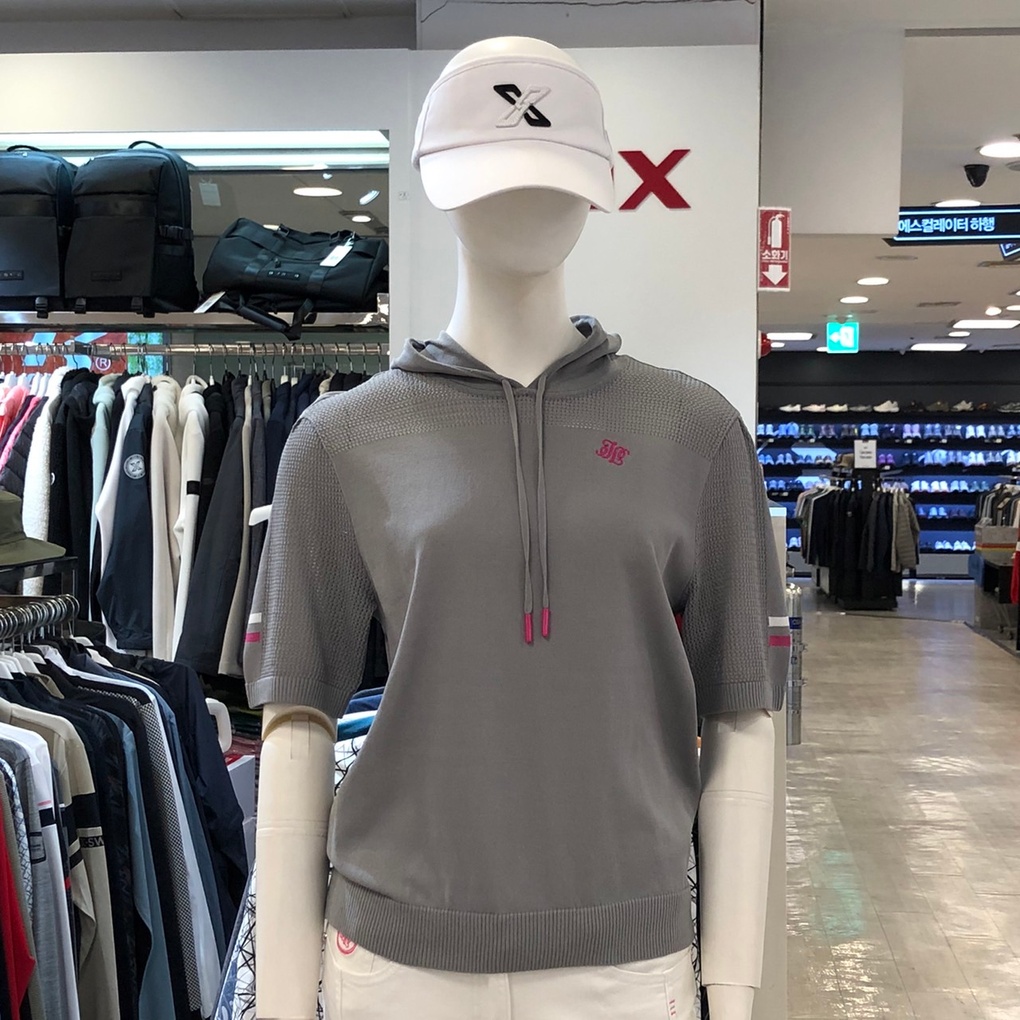 JDX 여성여름 스카시 믹스 후드 반팔 스웨터(X2SPV6342) GR- 이랜드몰