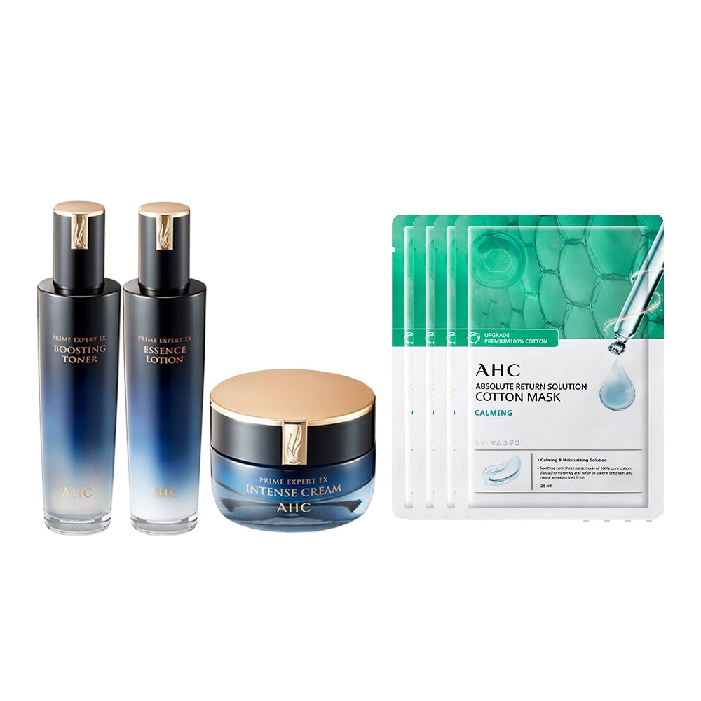 AHC 프라임 엑스퍼트 EX 기초 4종 세트 스킨+로션+크림+마스크팩 4매- 이랜드몰