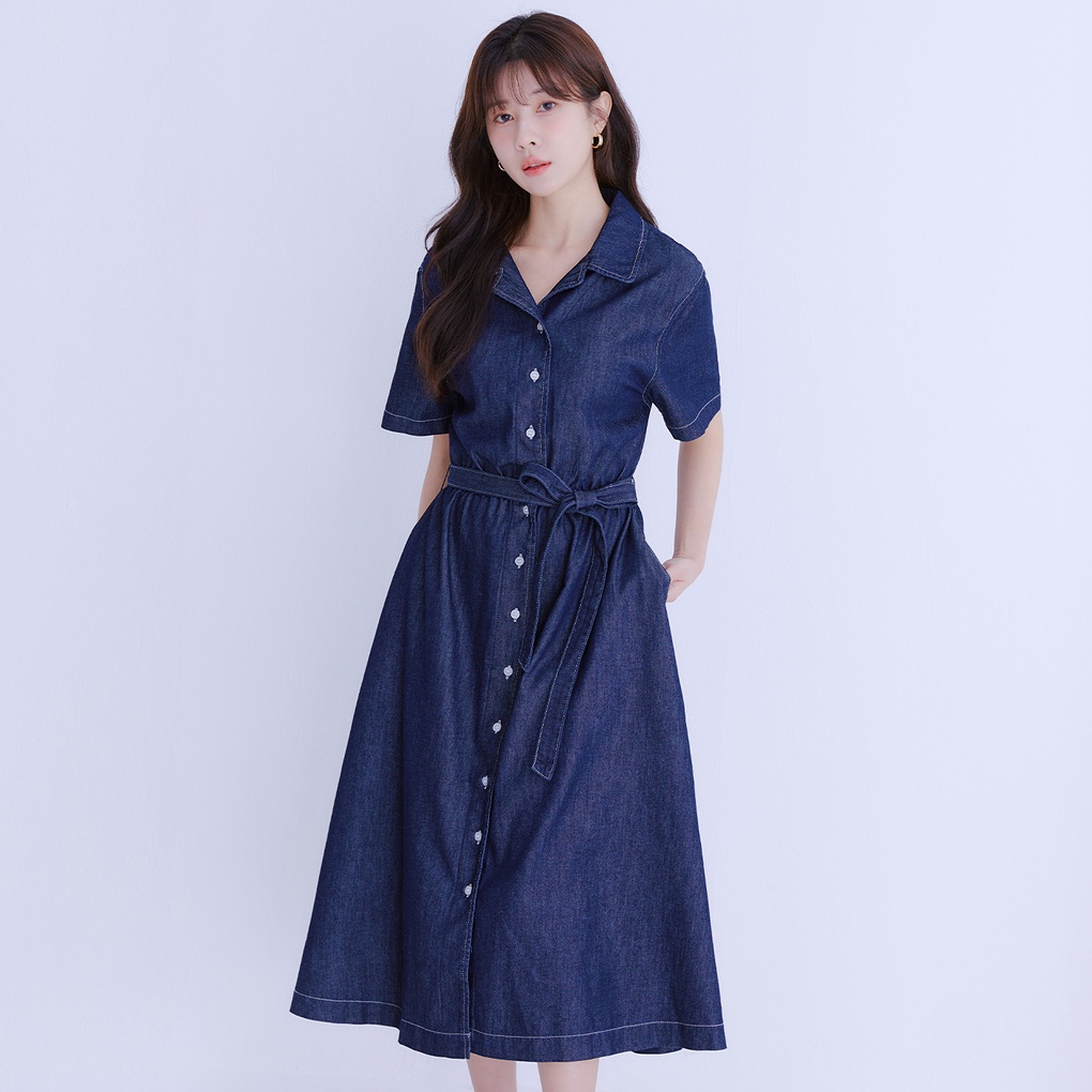 데님 오픈카라 롱원피스(2colors)_RMOWE25G31- 이랜드몰