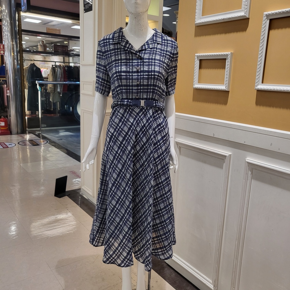 BCBG 비씨비지 여름24 오페라 체크 원피스 B4B4O612- 이랜드몰