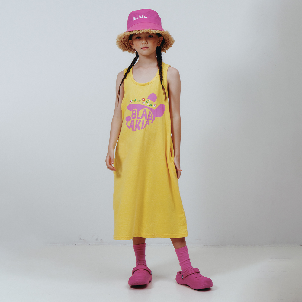 NEW BLAB EMBROIDERY DRESS_YELLOW- KIDIKIDI